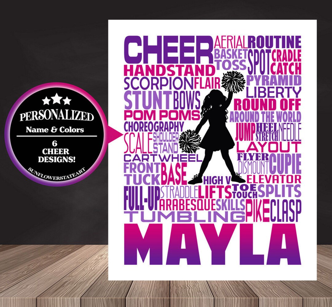 Cheerleader Poster, Cheerleading Word Art, Cheerleader Art ...