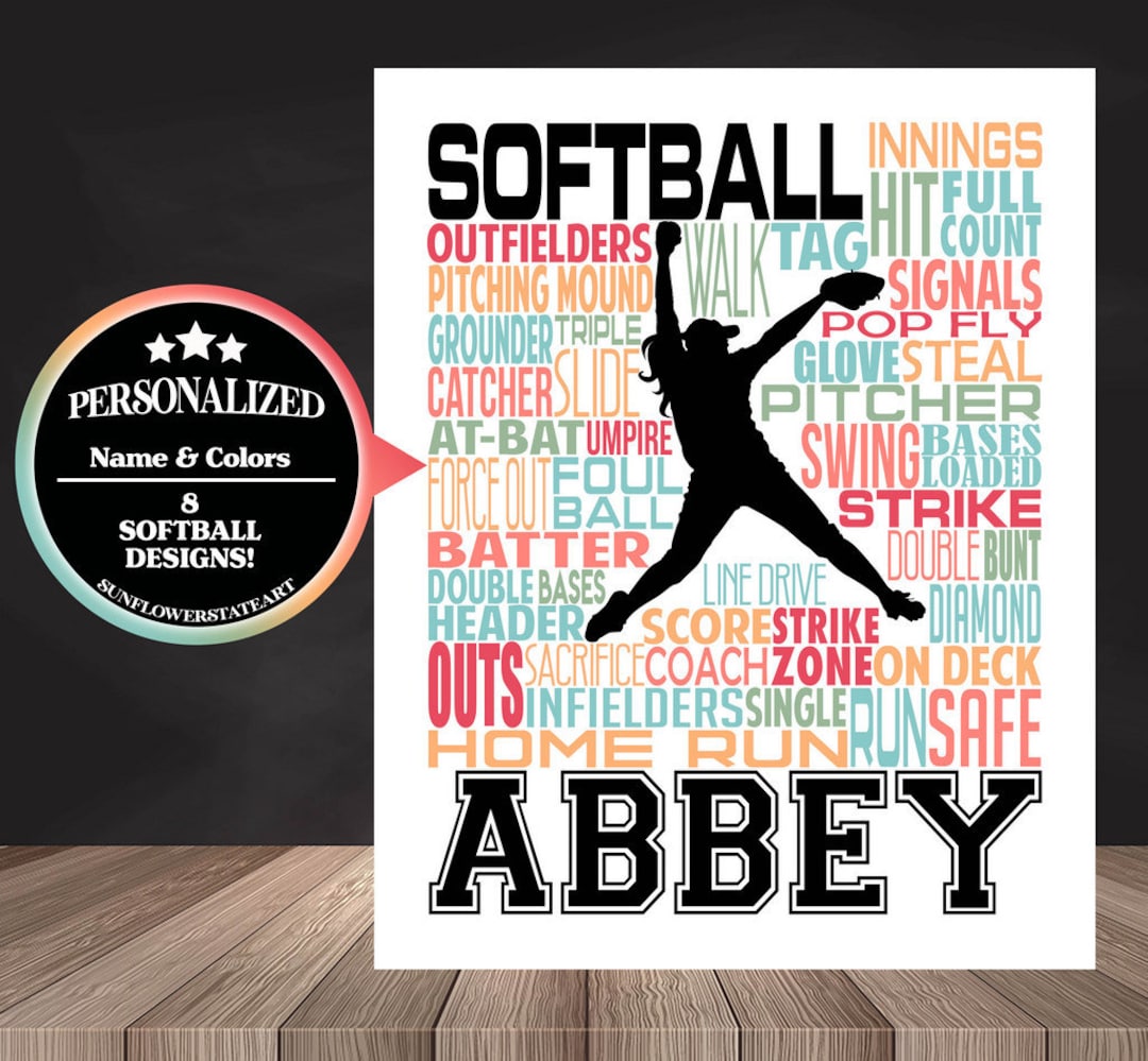 Softball Pitcher Sign, Softball Poster, Softball Senior Night Gift ...