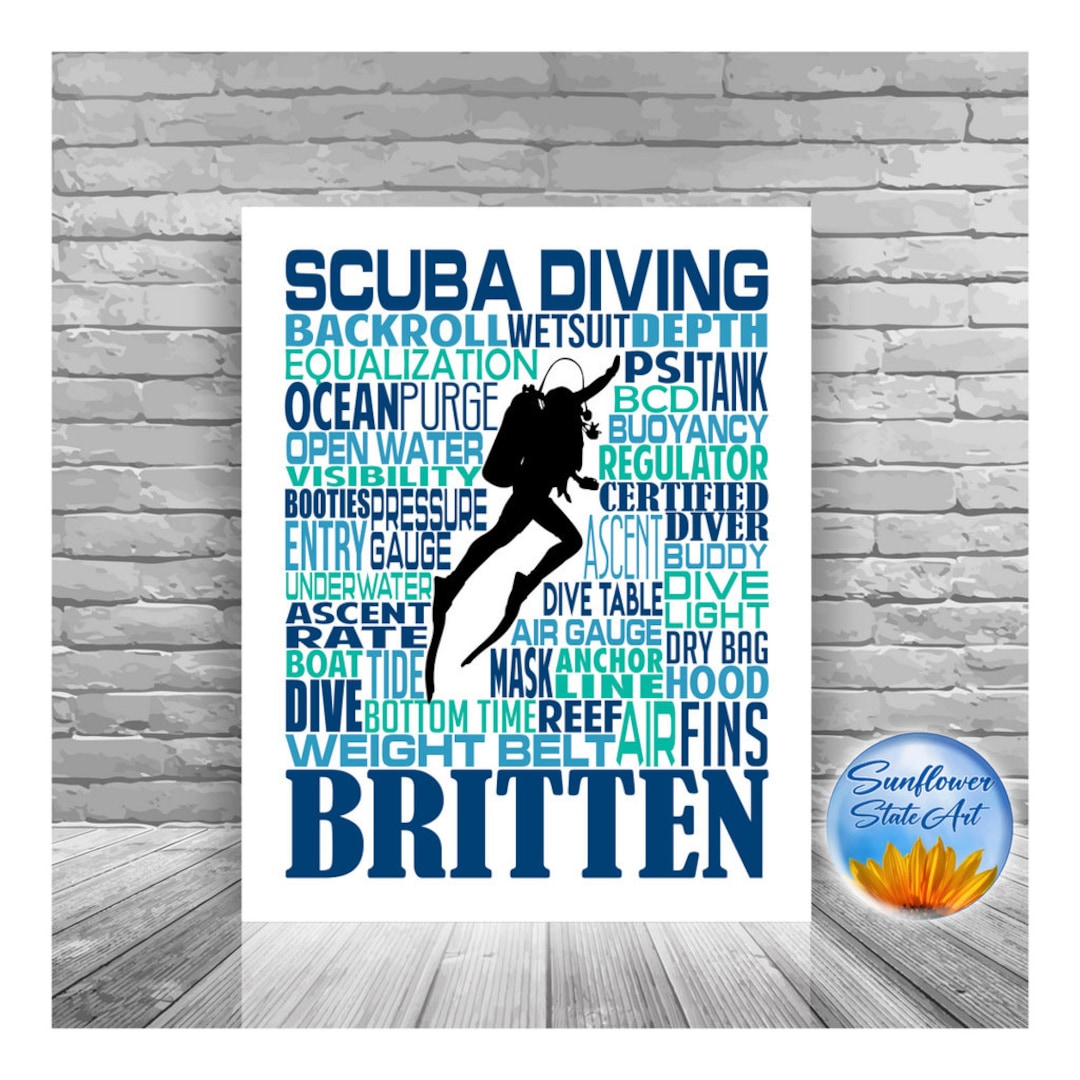 Personalized Scuba Diver Poster, Scuba Diver Typography, Scuba Diver ...