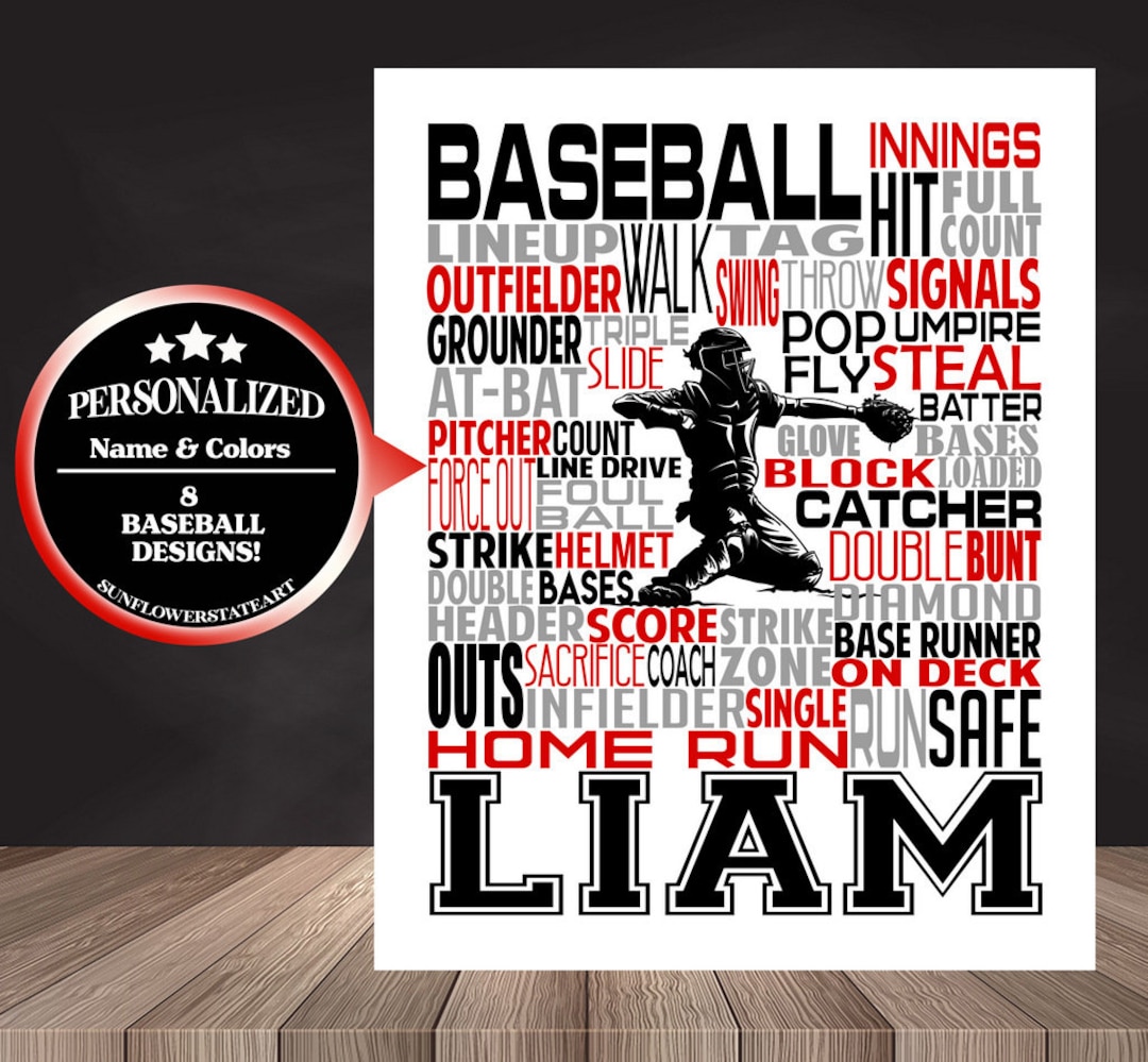 Baseball Poster, Baseball Word Art, Baseball Gift Ideas, Pitcher ...