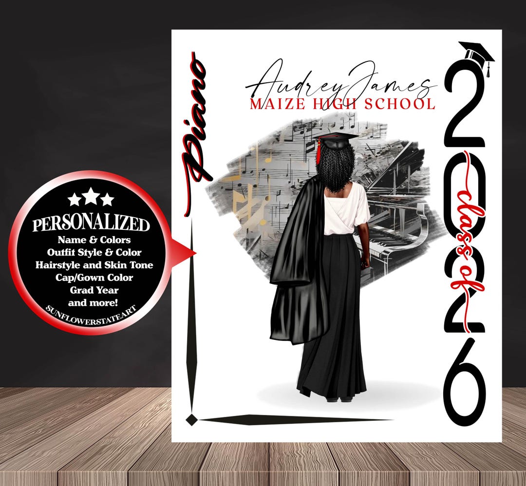 Piano Graduation Print, Poster for Music Student, Personalized Senior ...