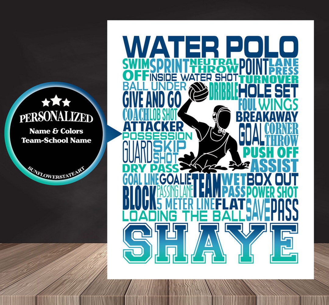 Water Polo Poster, Personalized Water Polo Word Art Sign, Gift for ...