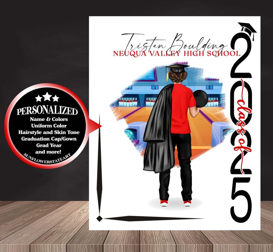 Bowling Graduation Gift, Bowling Poster, Senior Night Gift, Graduation ...