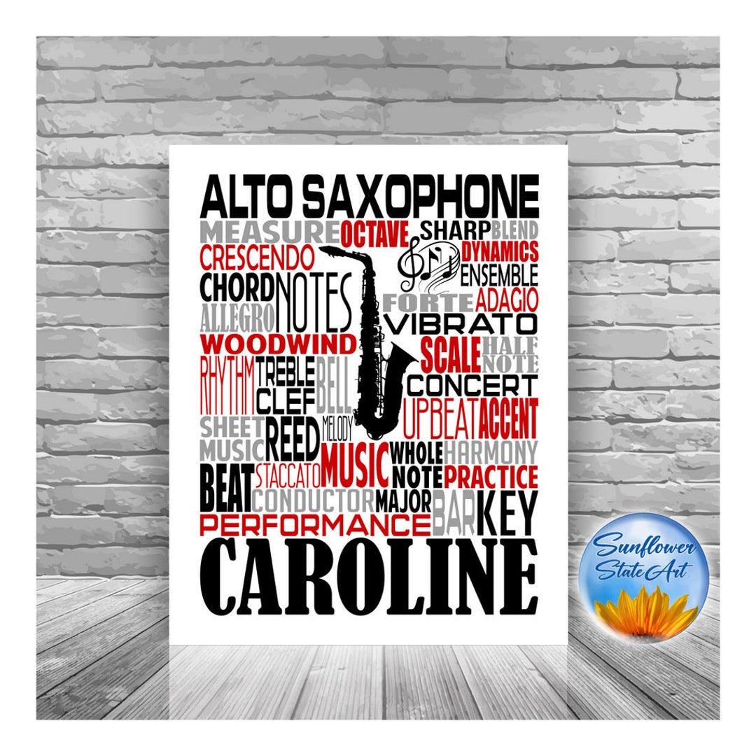 Personalized Saxophone Poster Typography Sax Player Gift - Etsy
