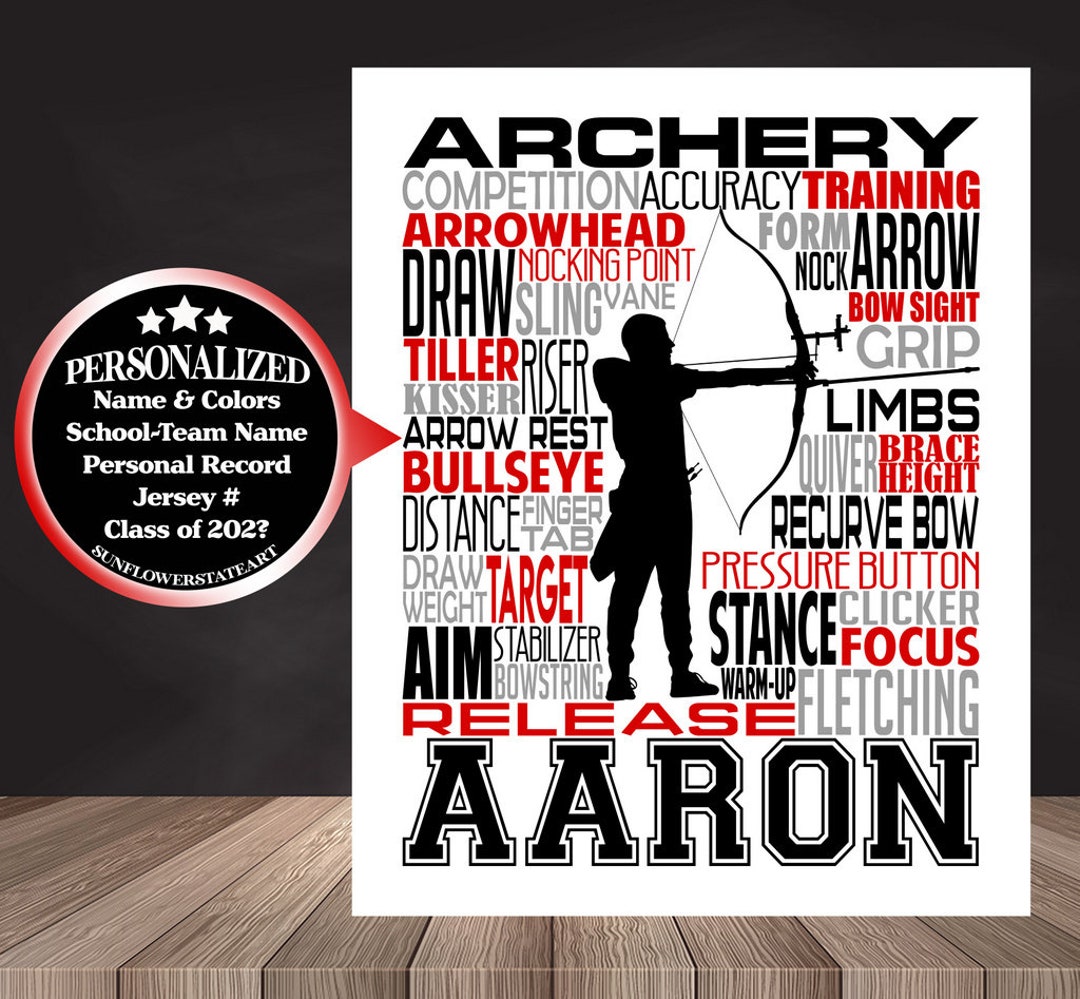 Archery Poster, Personalized Archery Gift, Gift for Archers, Recurve ...