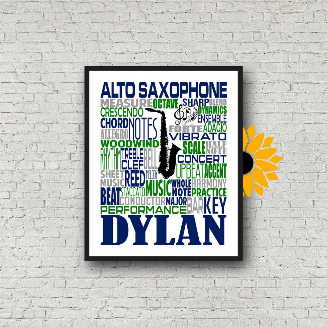 Personalized Saxophone Poster Typography Sax Player Gift - Etsy