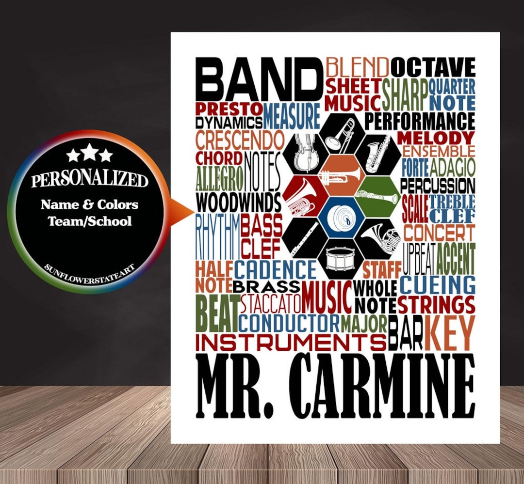 Band Teacher Poster, Personalized Band Teacher Sign, Band Word Art ...