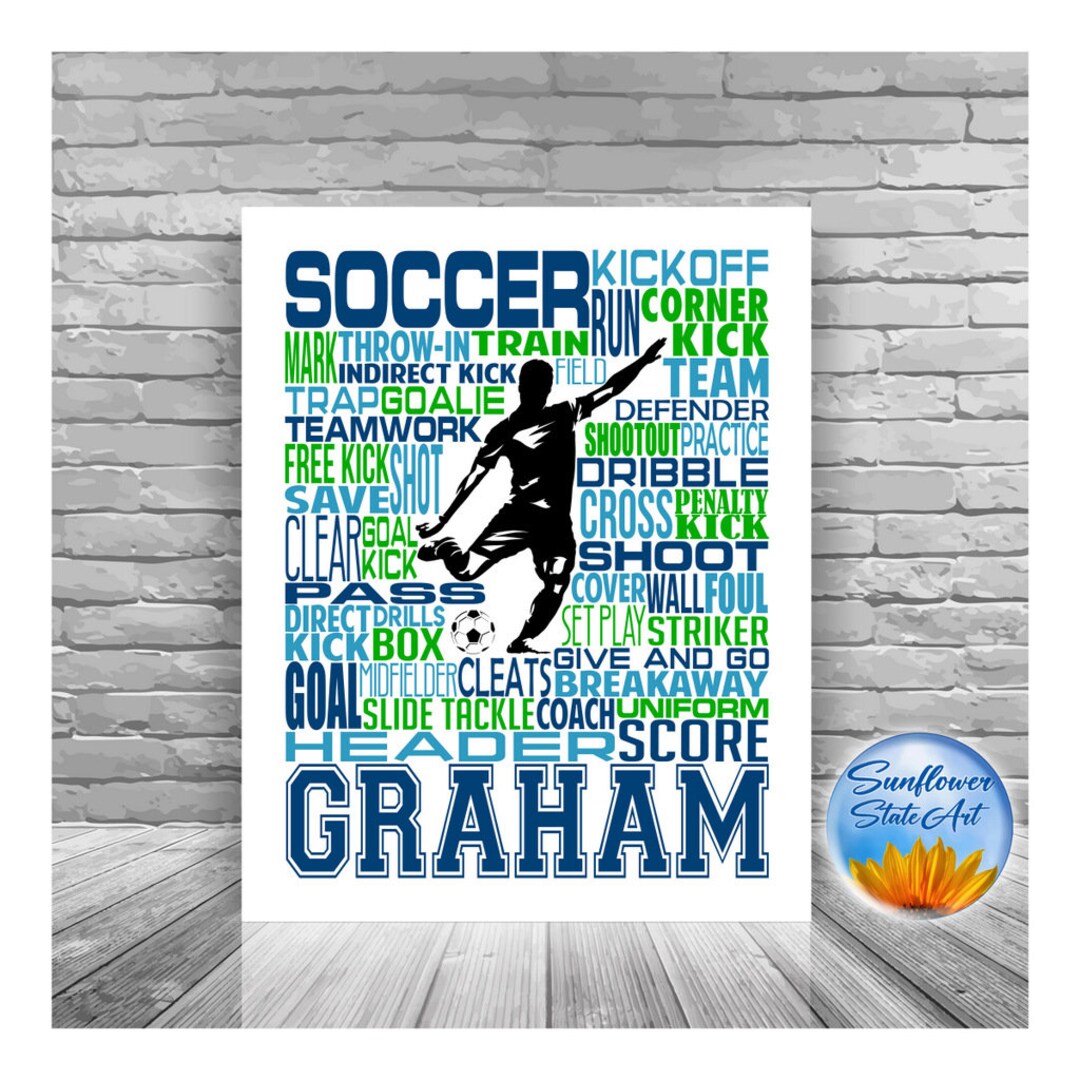 Personalized Soccer Poster Typography Soccer Gift Gift for - Etsy