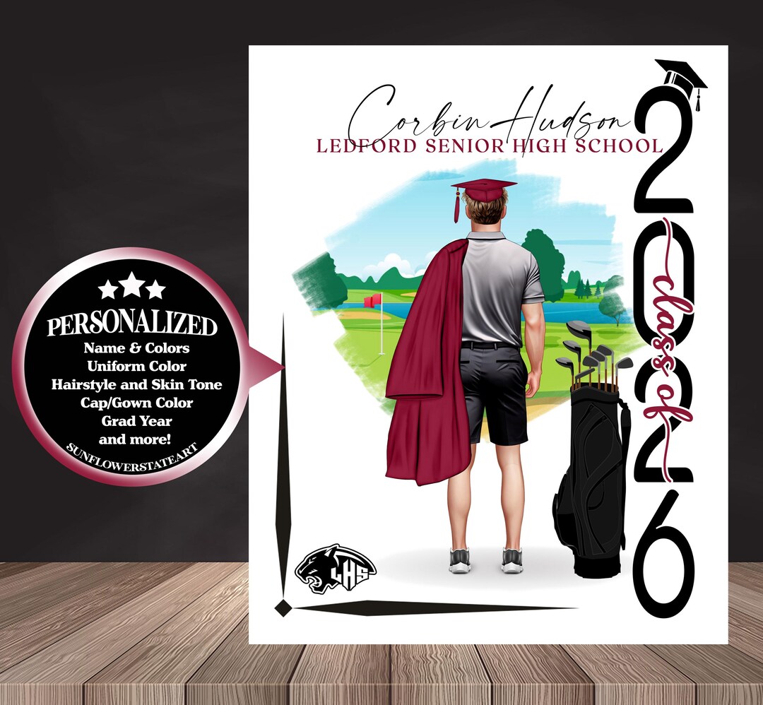 Golf Poster, Golfing Graduation Gift, Senior Night Gift, Graduation ...