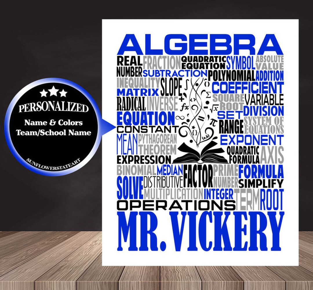 Algebra Teacher Poster, Algebra Word Art, Algebra Teacher Sign, Gift ...