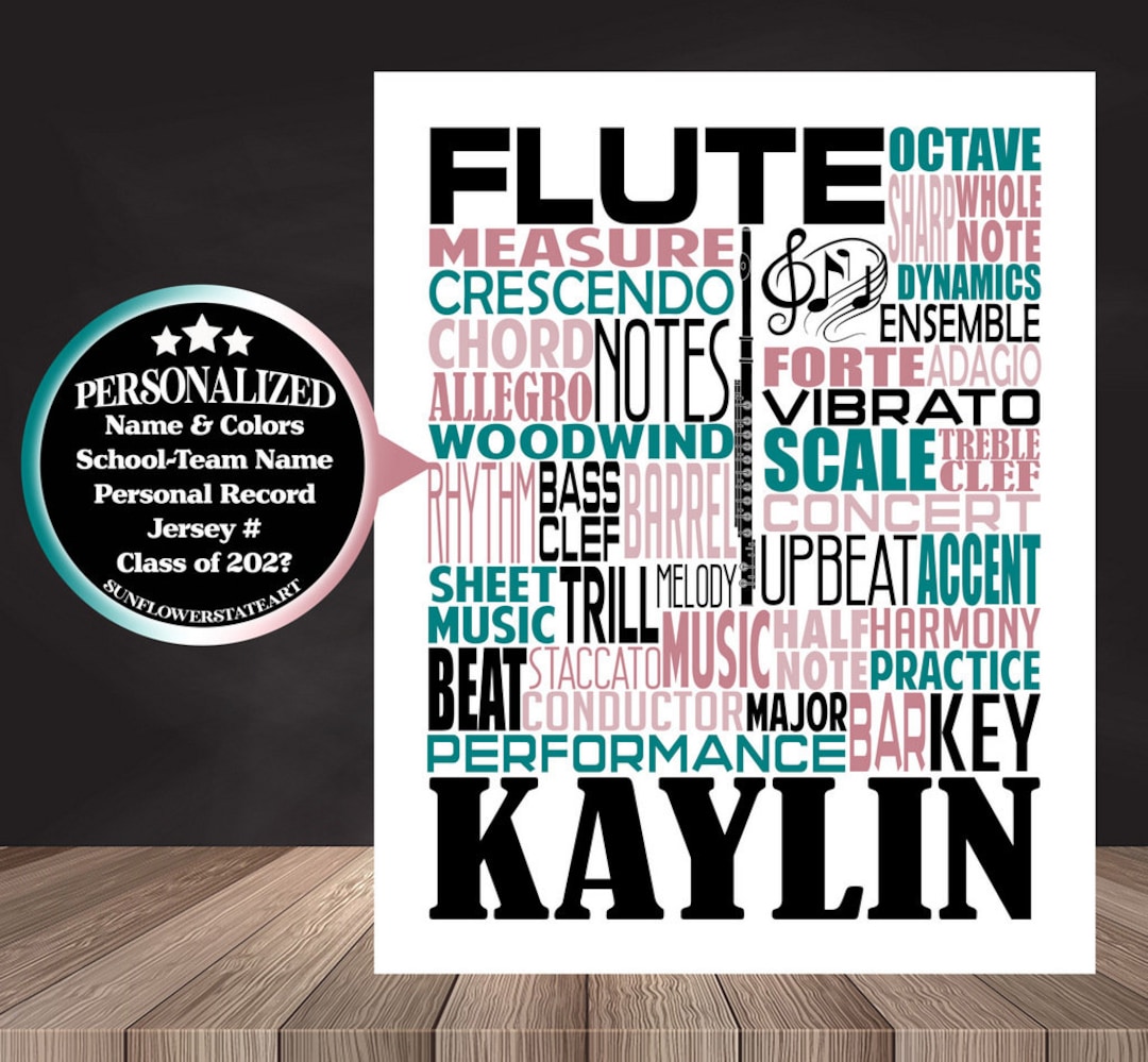 Flute Poster, Flute Sign, Flute Player Gift, Flute Art, Marching Band ...