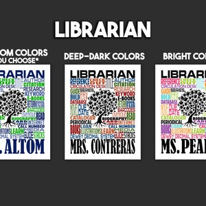 Librarian Poster, Personalized Book Lover Gift, Gift for Librarian ...