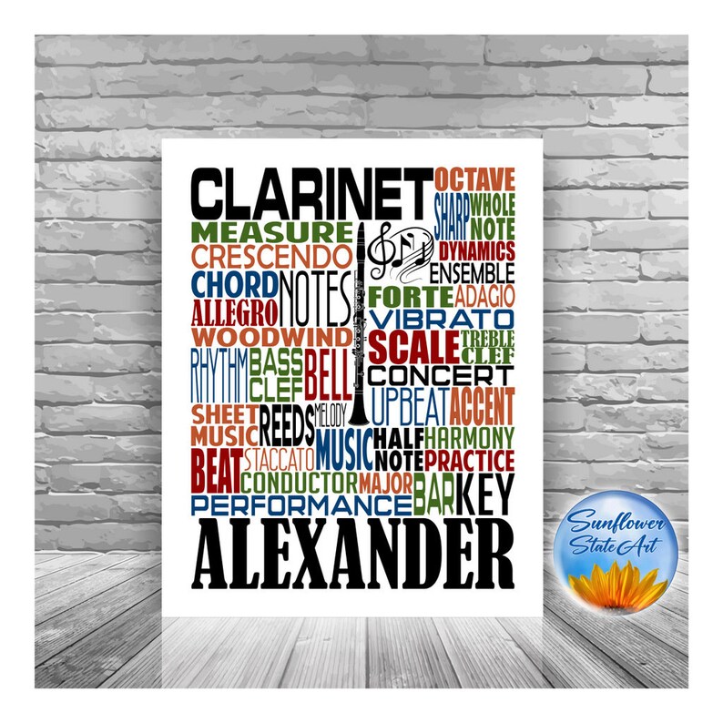 Personalized Clarinet Poster Typography Clarinet Player Gift - Etsy