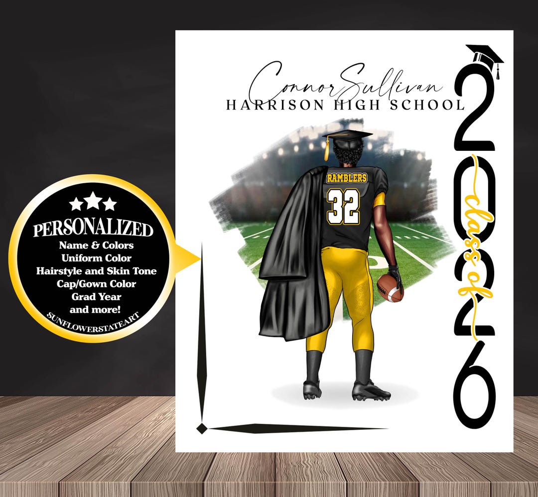 Football Poster, Football Graduation Gift, Senior Night Gift ...