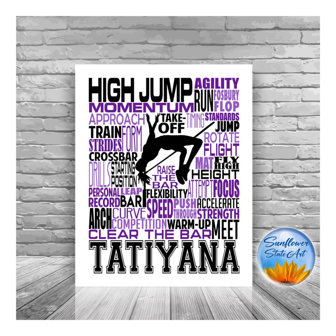 High Jump Typography Personalized High Jump Poster Gift for - Etsy