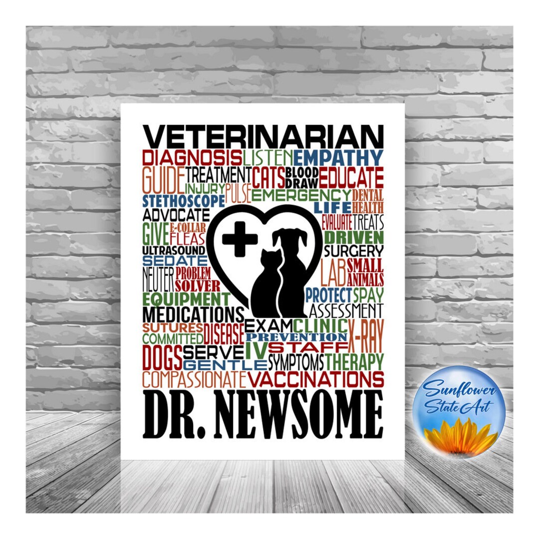 Personalized Veterinarian Poster Veterinarian Typography Vet - Etsy
