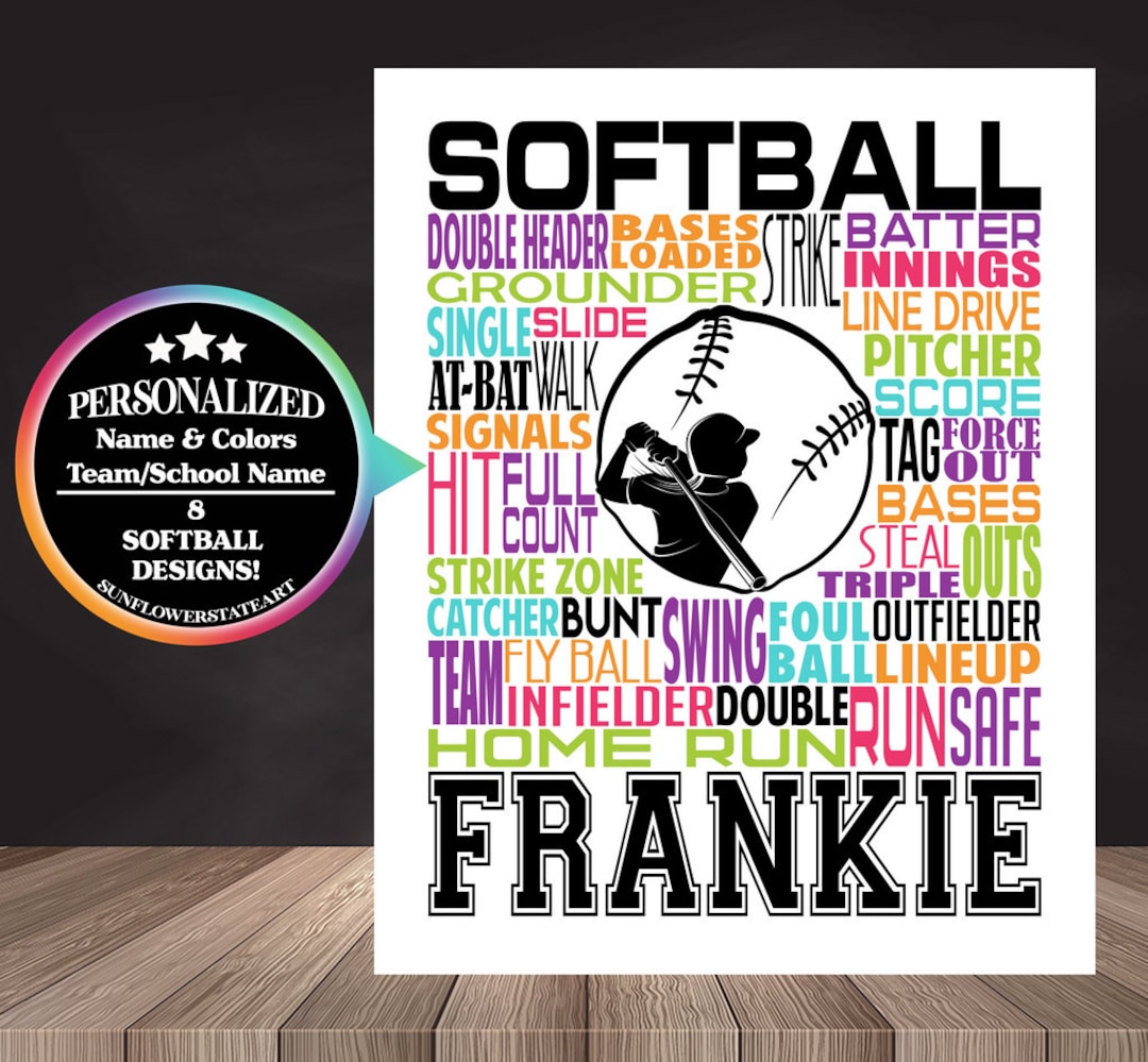 Softball Player Sign, Personalized Softball Poster, Softball Gift Ideas ...