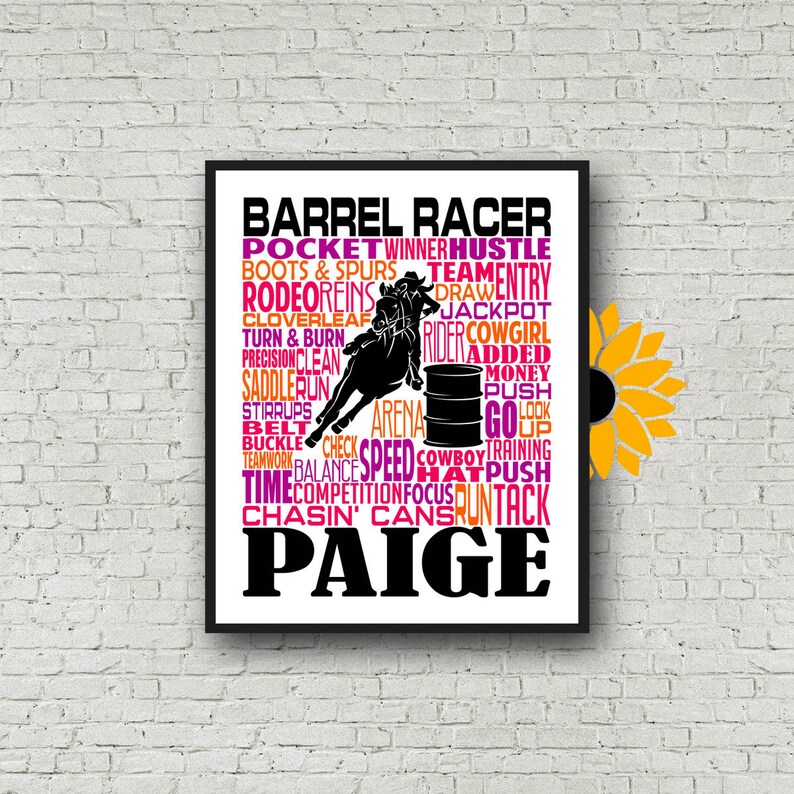 Personalized Barrel Racing Poster Barrel Racer Typography | Etsy
