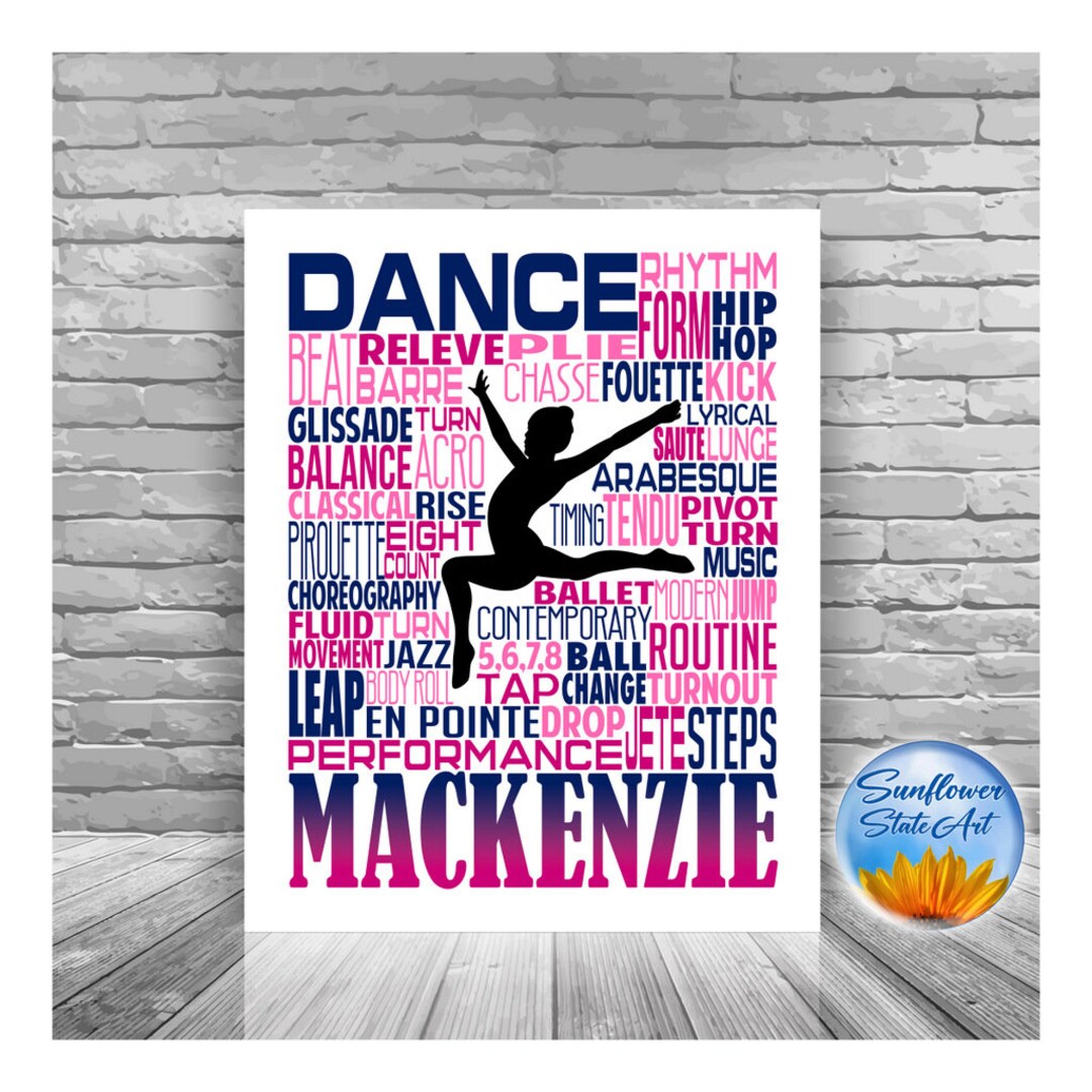 Dance Typography, Gift for Dancer, Personalized Dance Poster, Dancing ...
