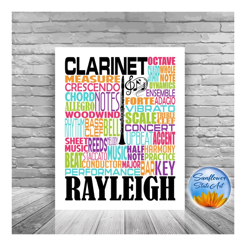 Personalized Clarinet Poster Typography Clarinet Player Gift - Etsy