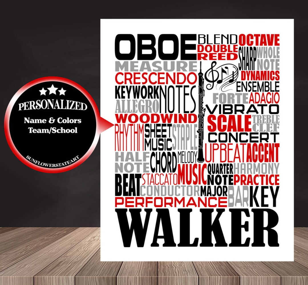 Personalized Oboe Poster, Oboe Typography, Oboe Player Gift, Oboe Gift ...