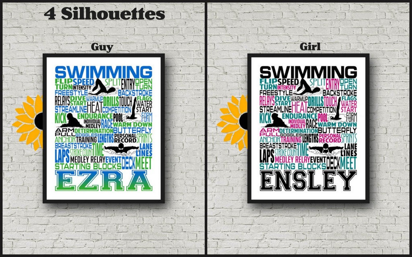 Personalized Swimming Poster Swimmer Typography Freestyle | Etsy