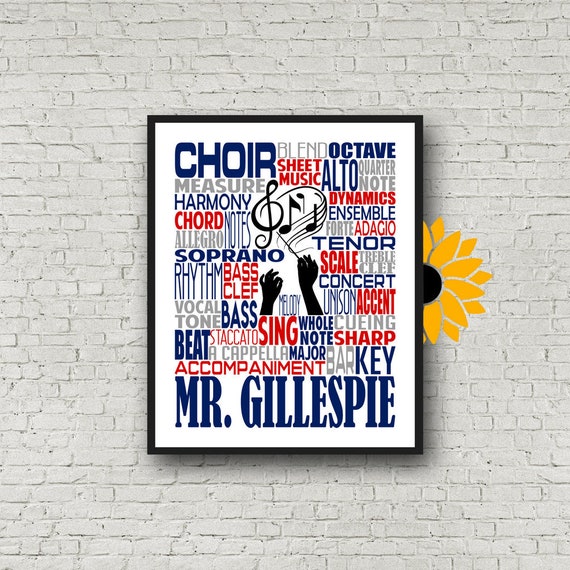 Personalized Choir Poster Choir Typography Choir Teacher - Etsy