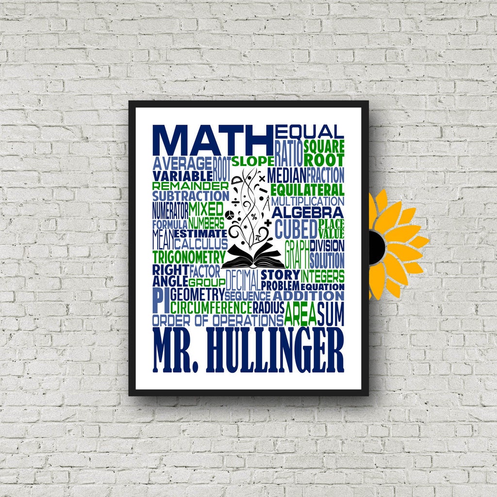 Gift for Math Teacher Math Typography Personalized Math | Etsy