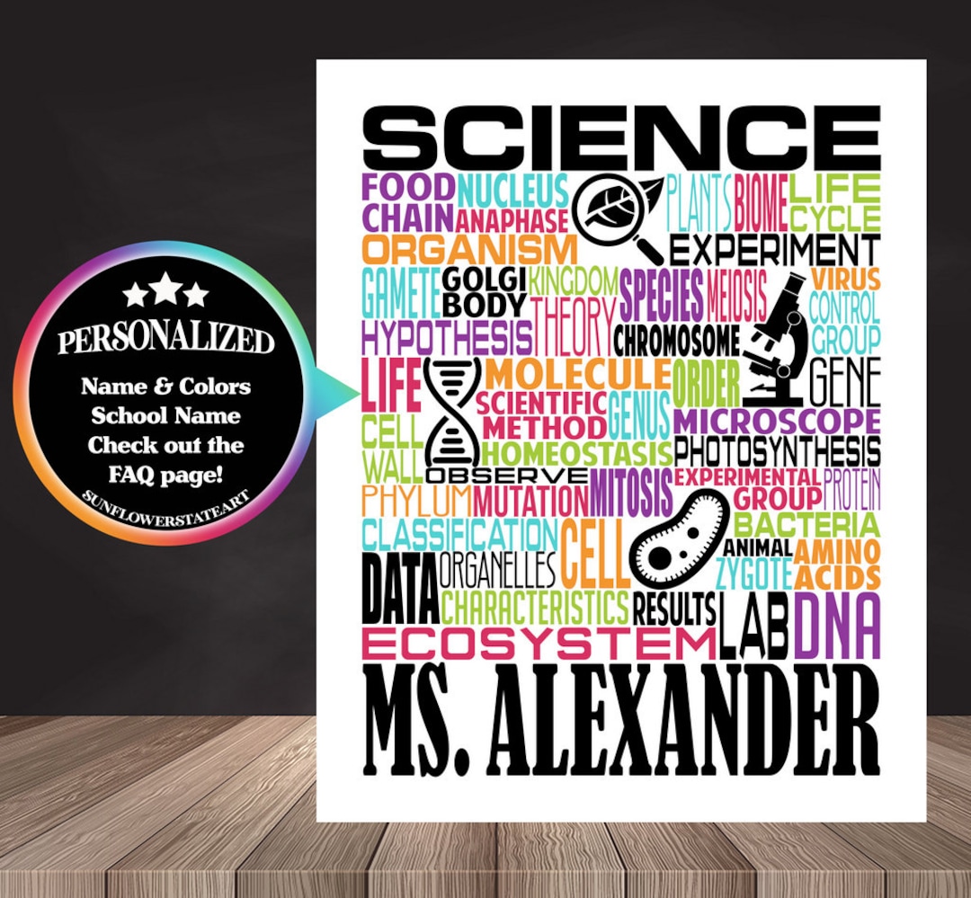 Science Teacher Poster, Science Word Art, Science Teacher Gift, Gift ...