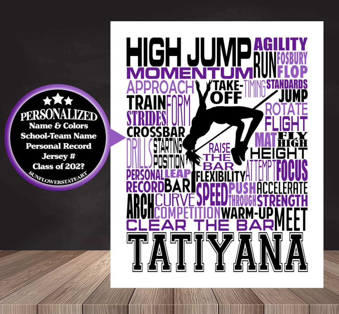 High Jump Typography, Personalized High Jump Poster, Gift for High ...