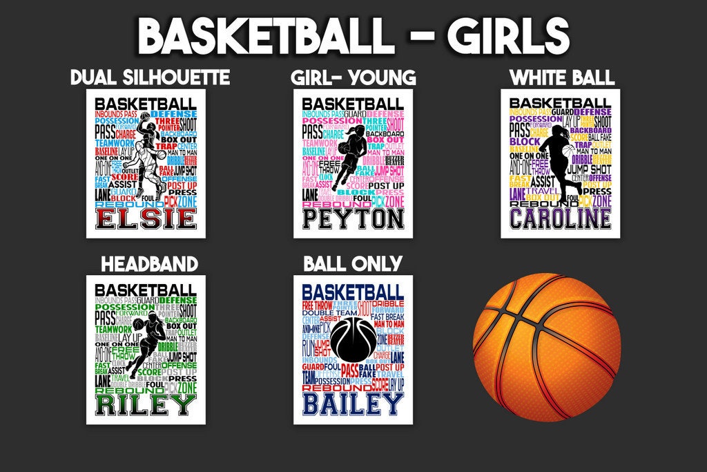 Basketball Poster, Girl's Basketball Sign, Basketball Team Gift ...