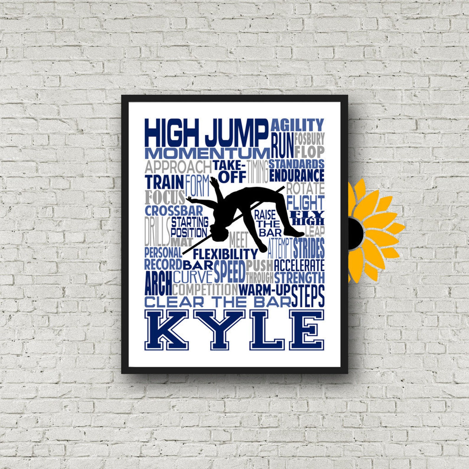 High Jump Typography Personalized High Jump Poster Gift for | Etsy