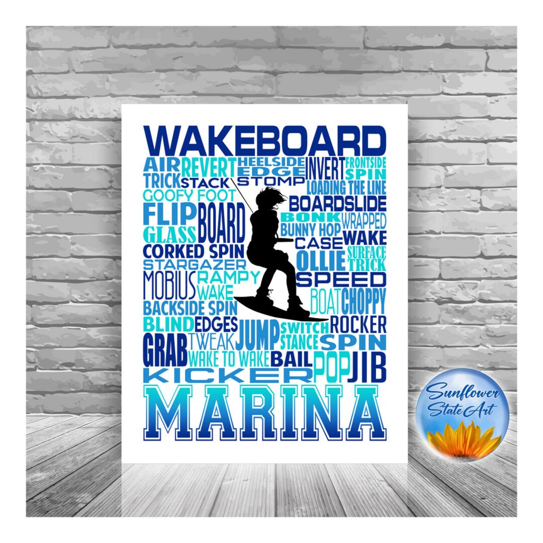 Personalized Wakeboarding Poster Wakeboarder Poster Gift for - Etsy