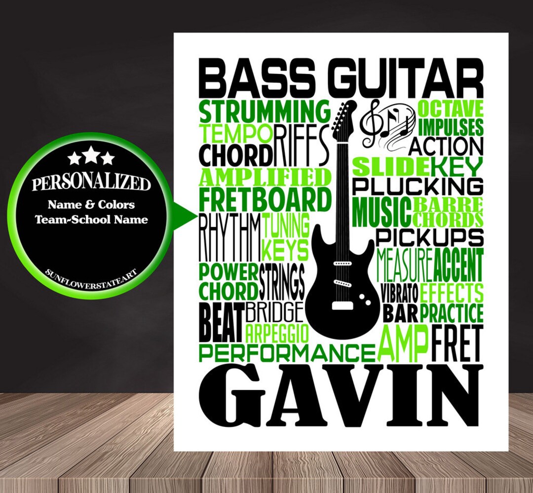 Bass Guitar Poster, Bass Guitar Sign, Guitar Player Gift, Bass Guitar ...