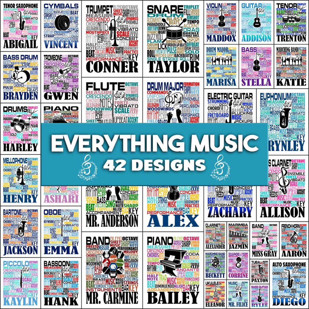 Music Word Art Poster, Band Teacher Appreciation Gift, End of Year ...