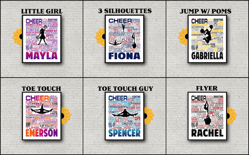Cheerleading Word Art Cheer Poster Personalized Cheerleader - Etsy