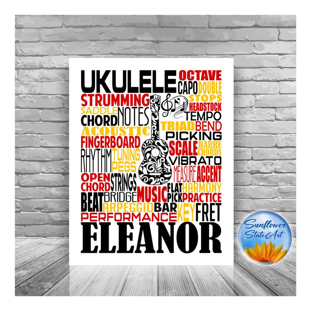 Ukulele Typography Personalized Ukulele Poster Ukulele - Etsy