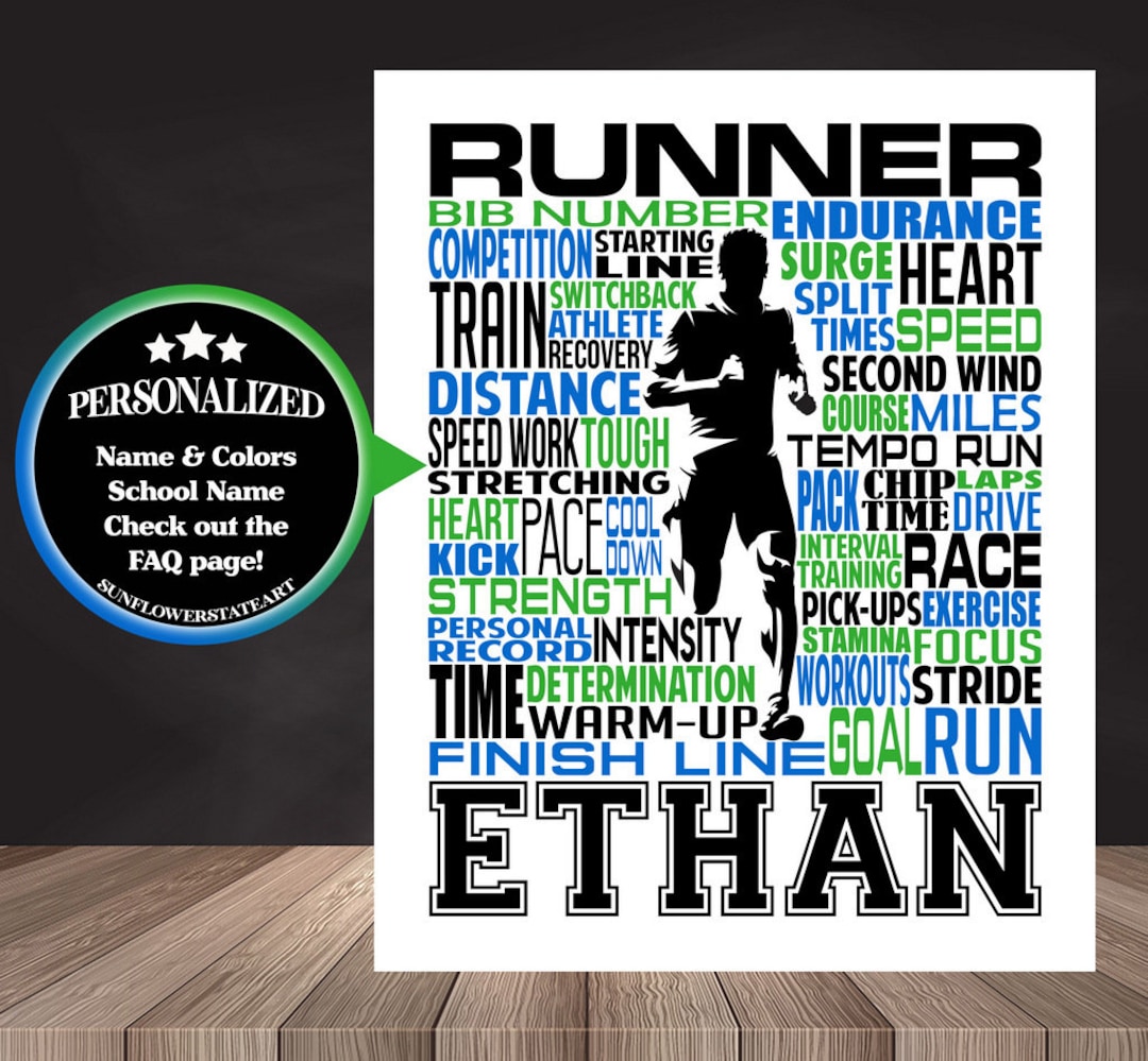 Personalized Running Poster, Gift for Runners, Runner Typography, Gift ...