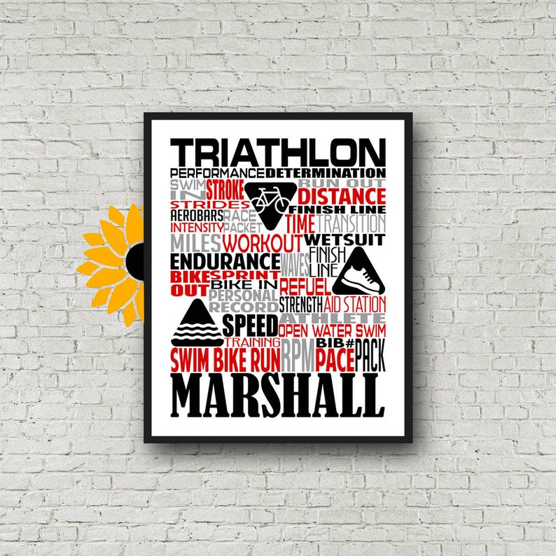 Personalized Triathlon Poster Triathlon Typography Triathlon | Etsy