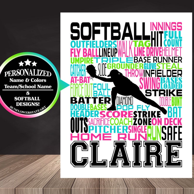 Softball Wall Art - Etsy