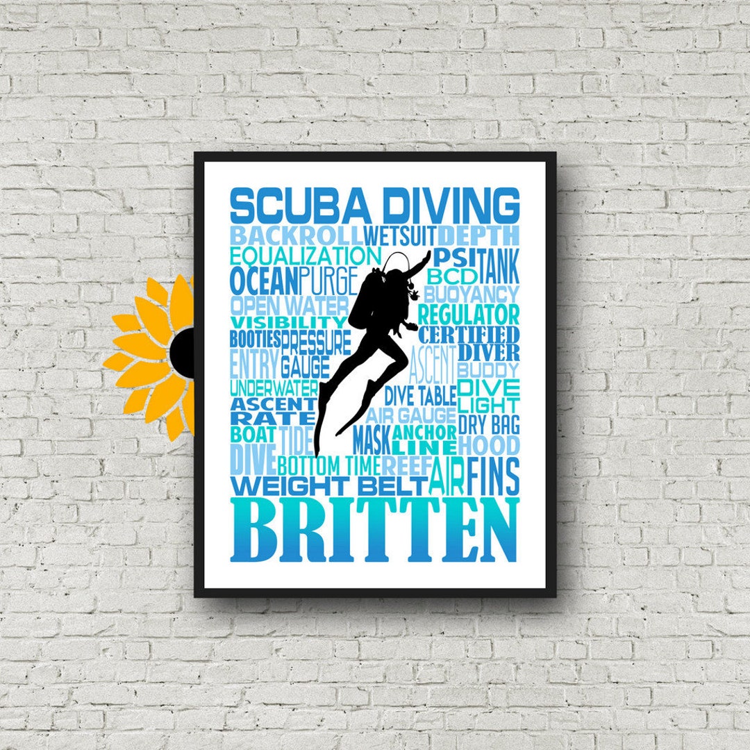 Personalized Scuba Diver Poster Scuba Diver Typography Scuba - Etsy