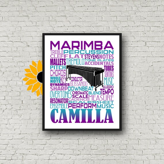 Marimba Typography Personalized Marimba Poster Gift for | Etsy