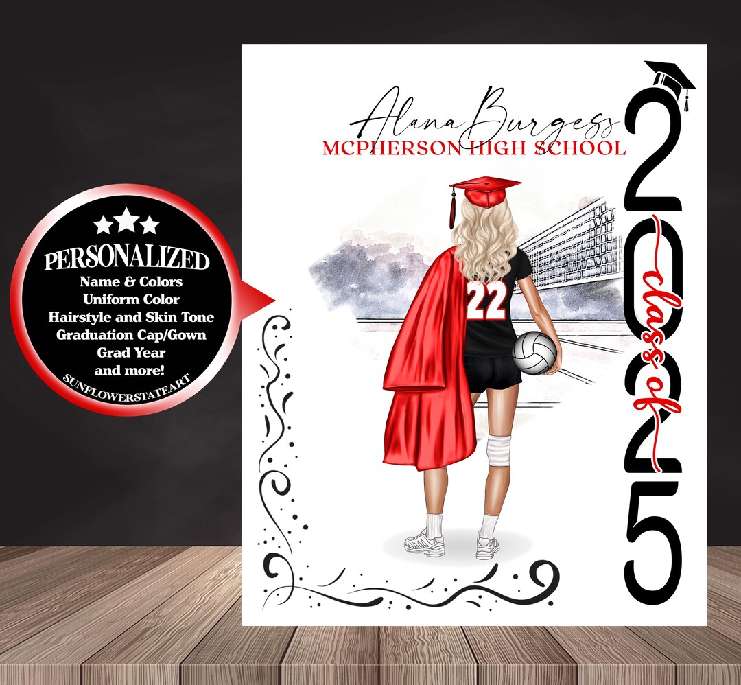 Volleyball Poster, Volleyball Graduation Gift, Senior Night Gift ...