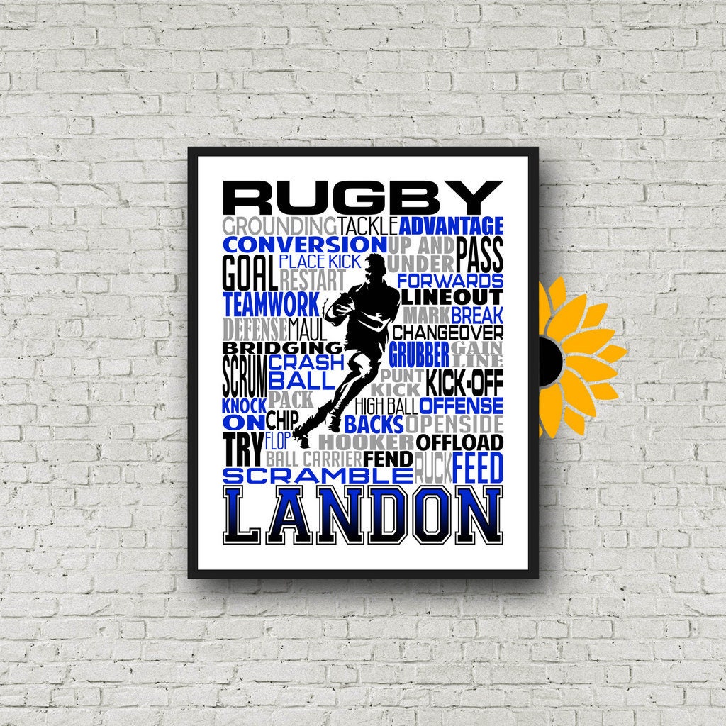 Personalized Rugby Poster Rugby Typography Rugby Player | Etsy UK