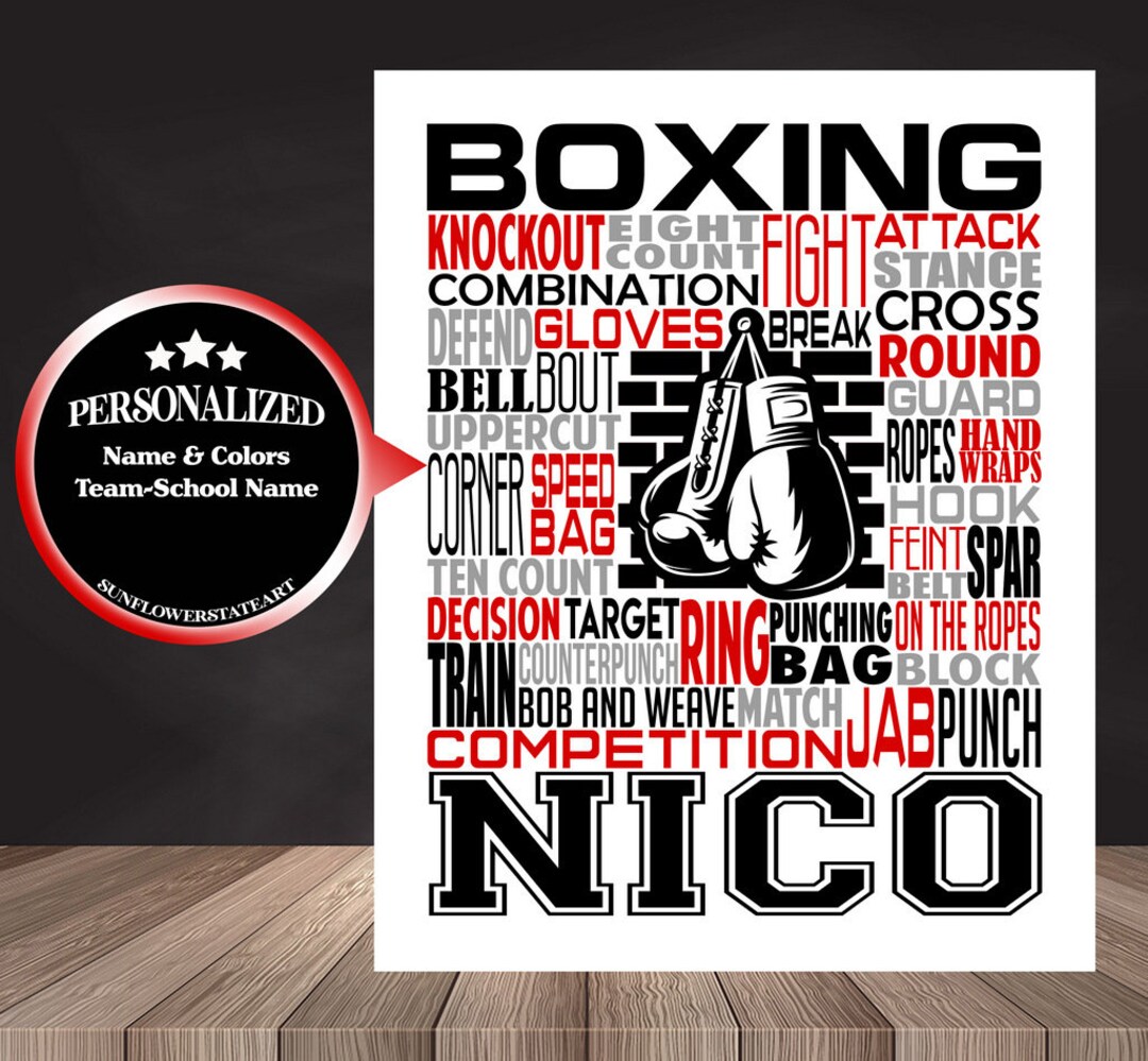 Personalized Boxing Poster, Boxer Gift Ideas, Boxing Gift, Boxing Team ...