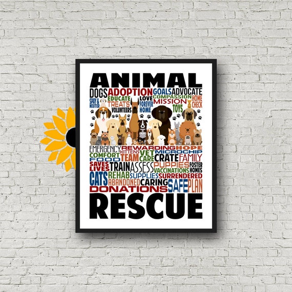 Animal Rescue Typography Personalized Dog Rescue Poster - Etsy