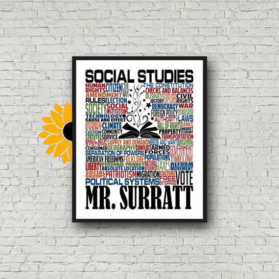 Social Studies Typography Personalized Social Studies Teacher - Etsy