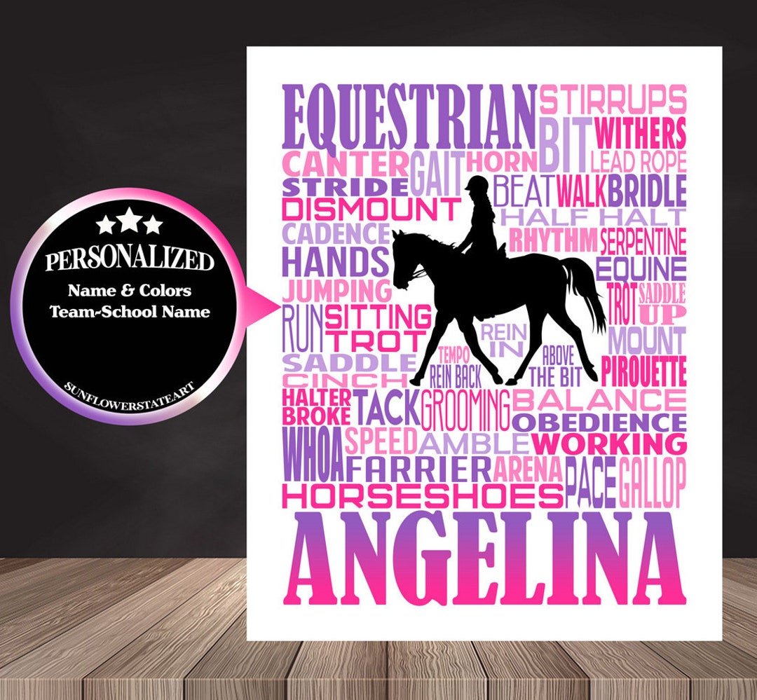 Equestrian Poster, Equestrian Word Art Sign, Horseback Riding ...