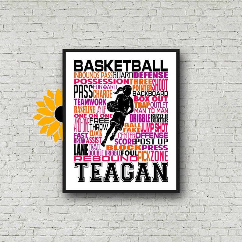 Personalized Basketball Poster Typography Girl's - Etsy
