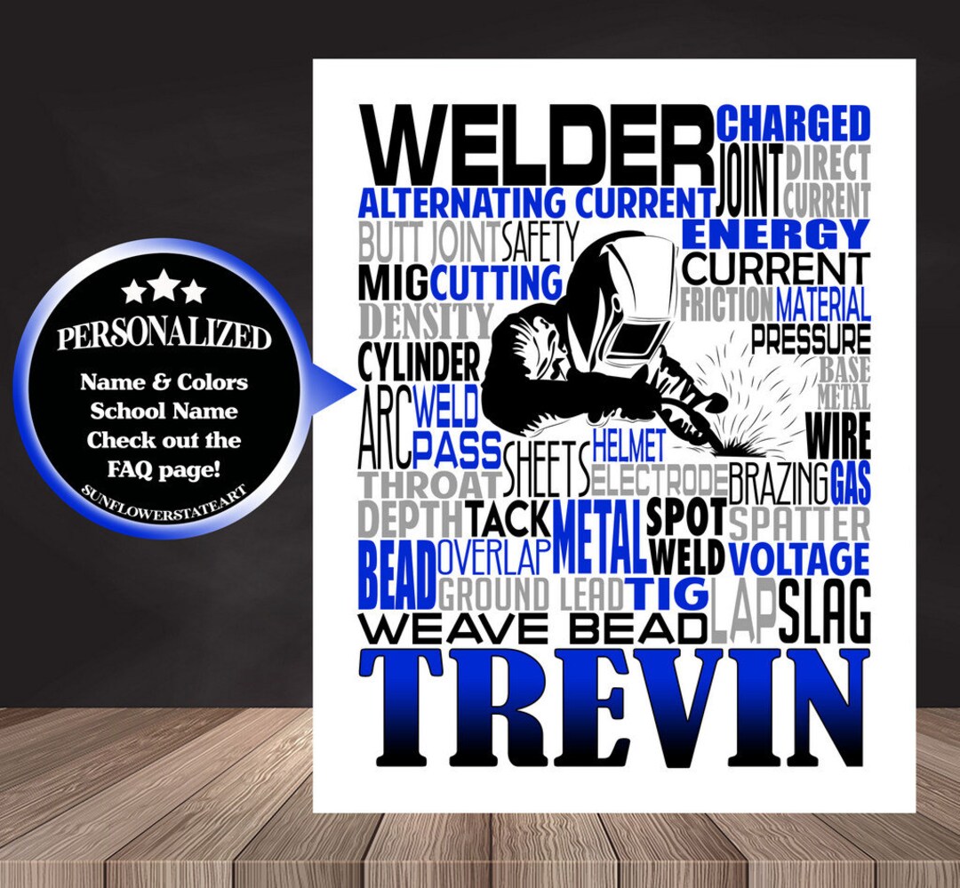 Personalized Welding Poster, Welding Typography, Gift for Welder ...
